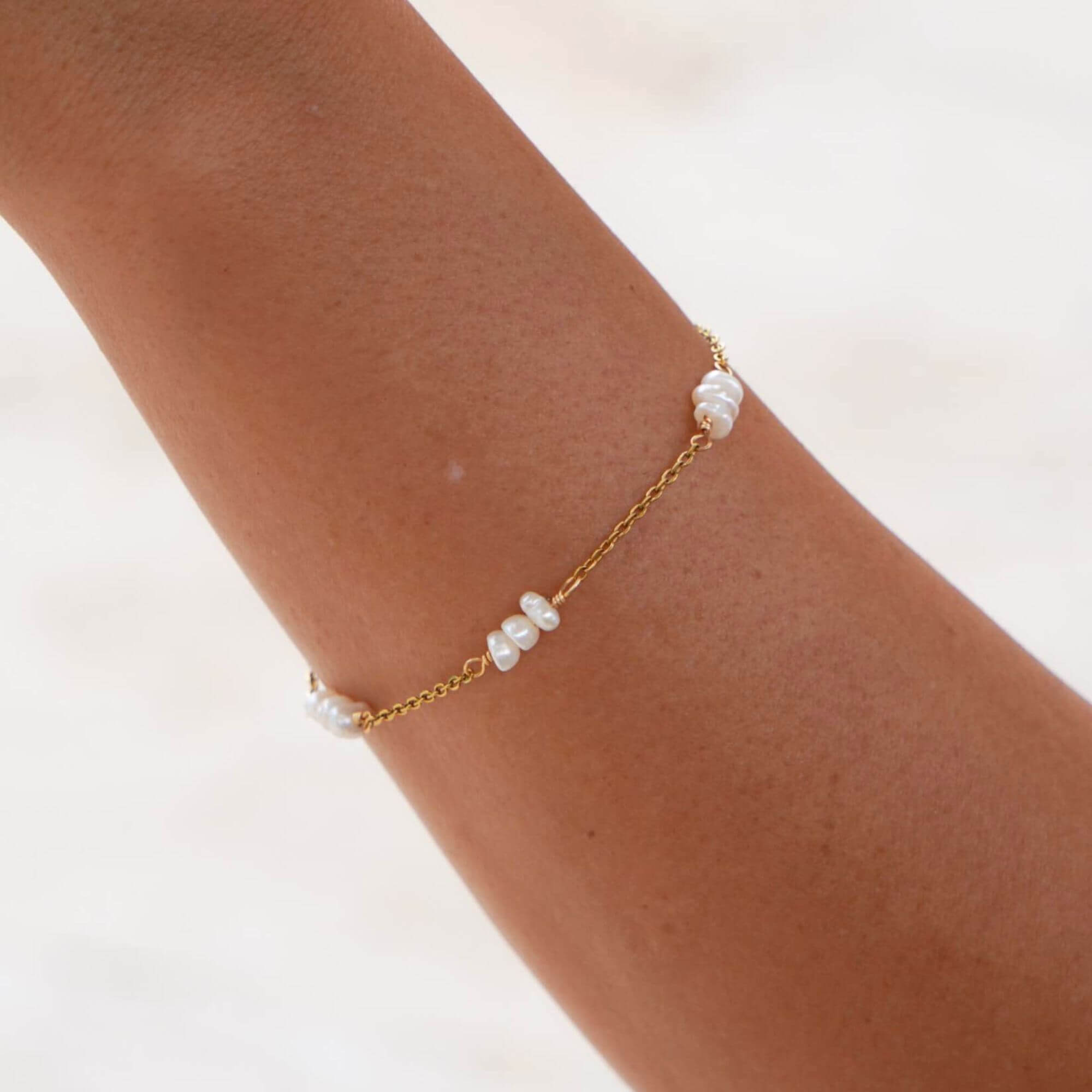 Marina Pearl Bracelet Gold | High Quality Waterproof Personalised Jewellery | Gifts | Celeste Adore
